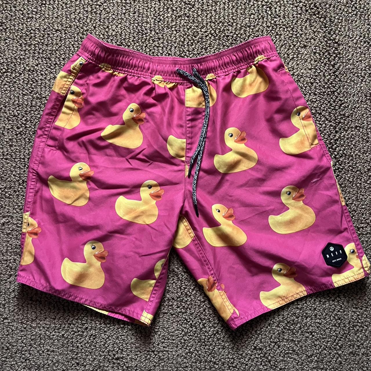 Men’s Pink Duck Neff Swimsuit Size S but fits like... - Depop