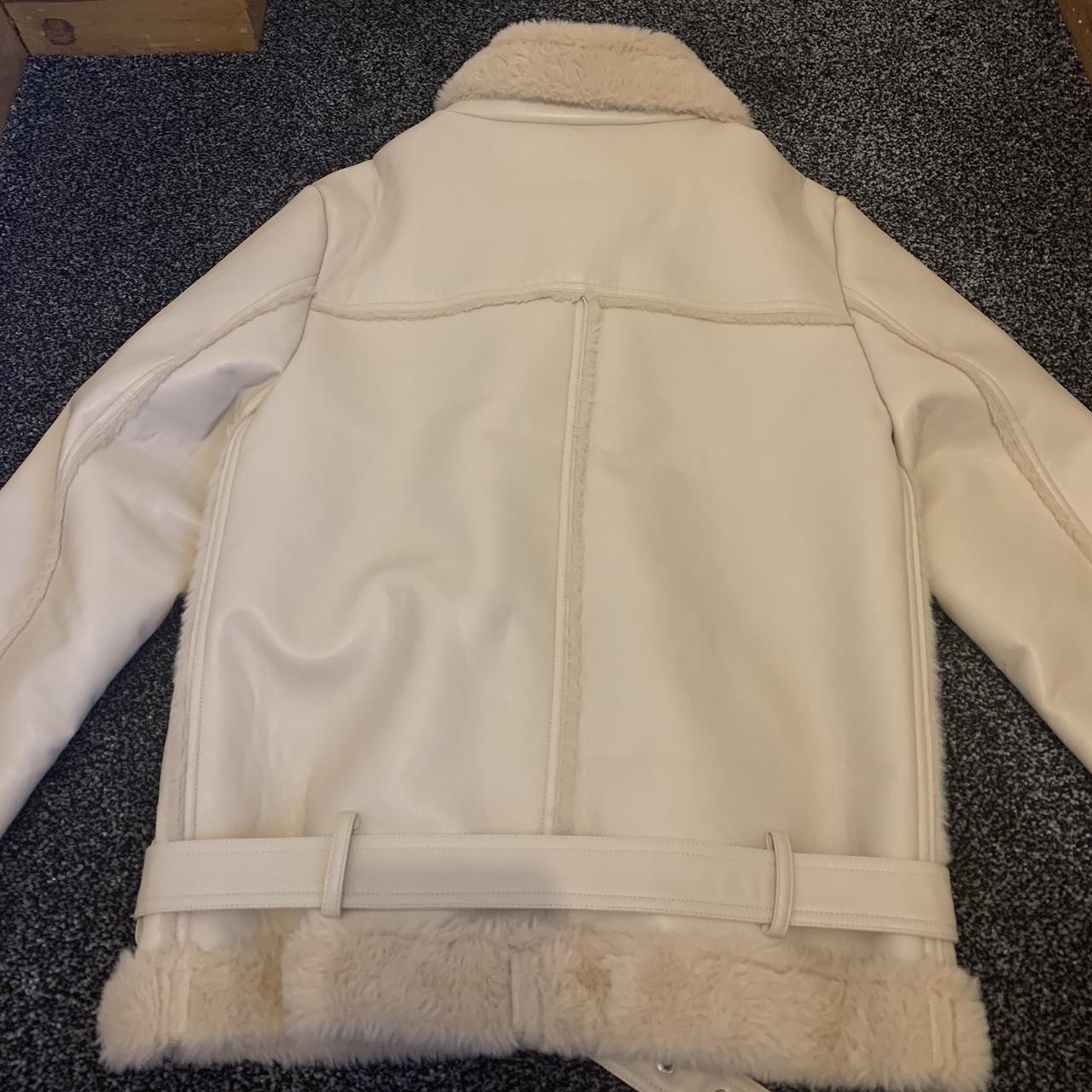 Cream leather jacket. Hardly used, no marks, super... - Depop