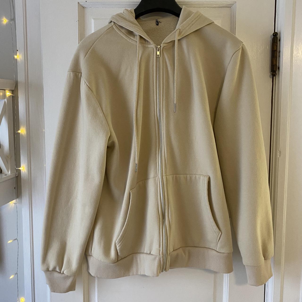 Beige Forever 21 Sweatshirt Zip Up Hoodie Size... - Depop