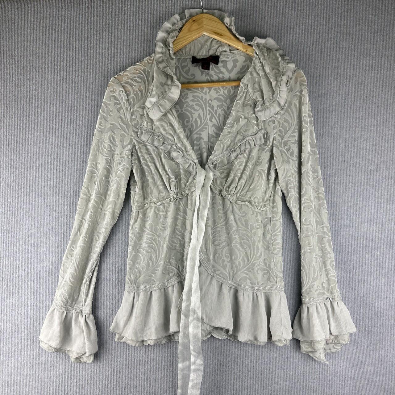 Seven Sisters Ruffle Tie-Front Blouse Womens Size 1... - Depop