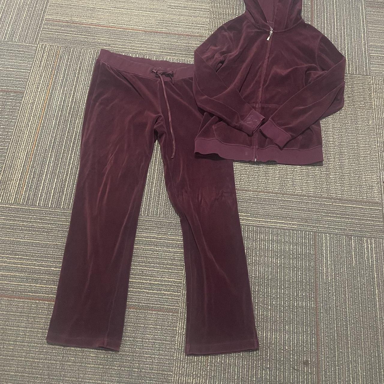 Purple velour tracksuit size medium Inseam on the... - Depop