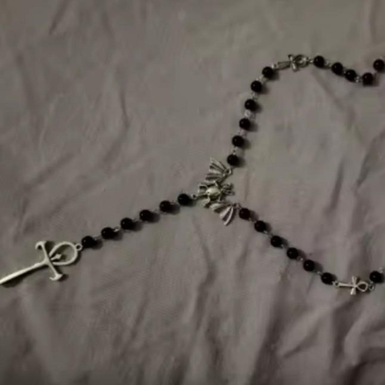 Vamp Bead Necklace Goth Punk Bat Dark and mystical... | Depop