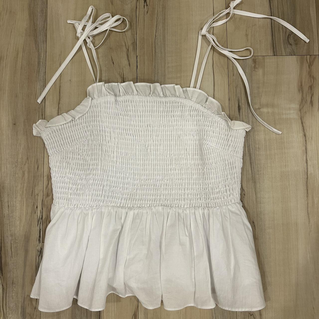 white ruffle tank top! a summer closet staple and... - Depop