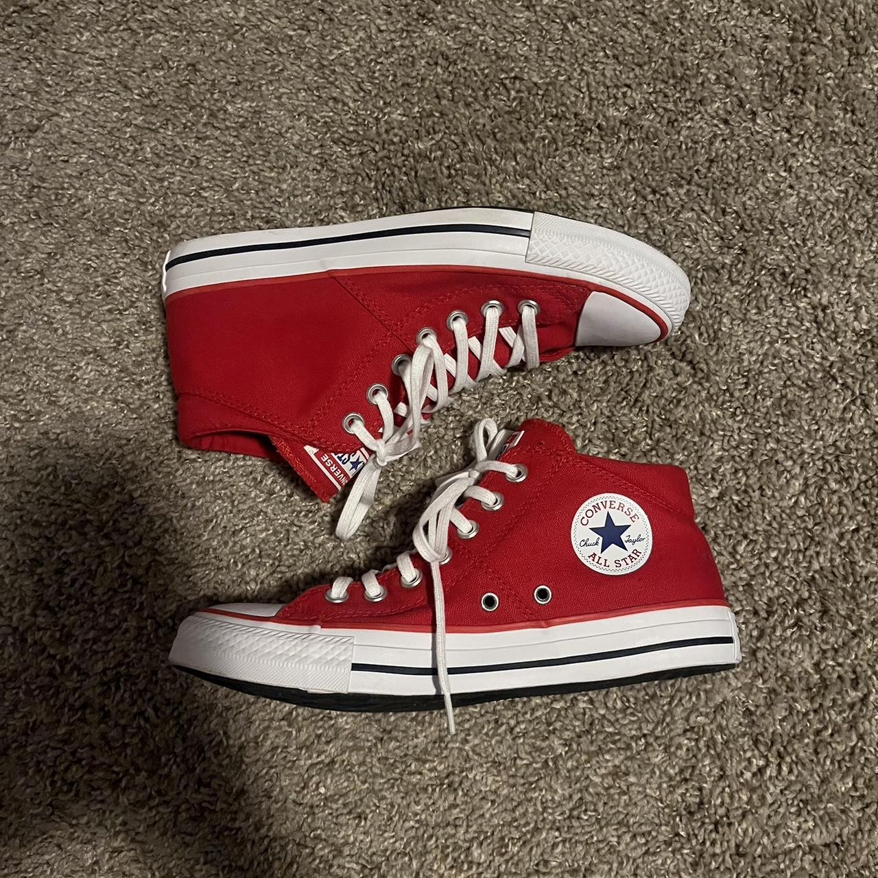 red converse chuck taylor all star madison mid top... - Depop