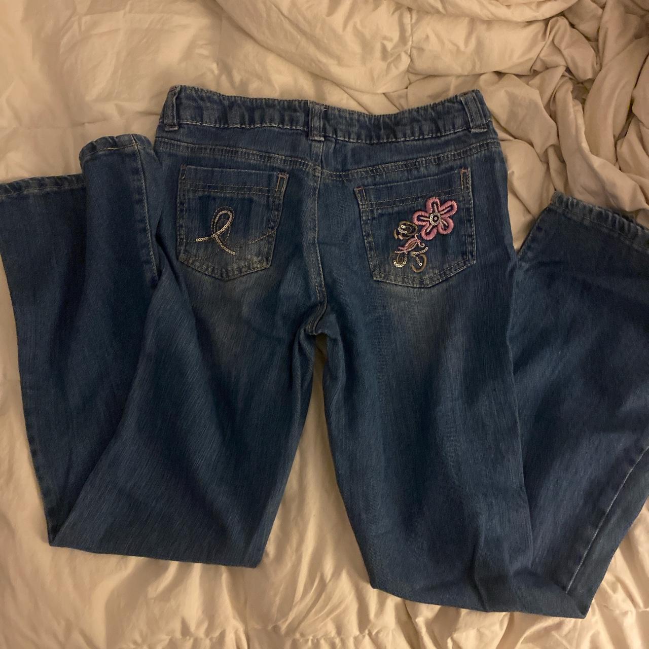 Faded Glory Women's Blue and Pink Jeans | Depop