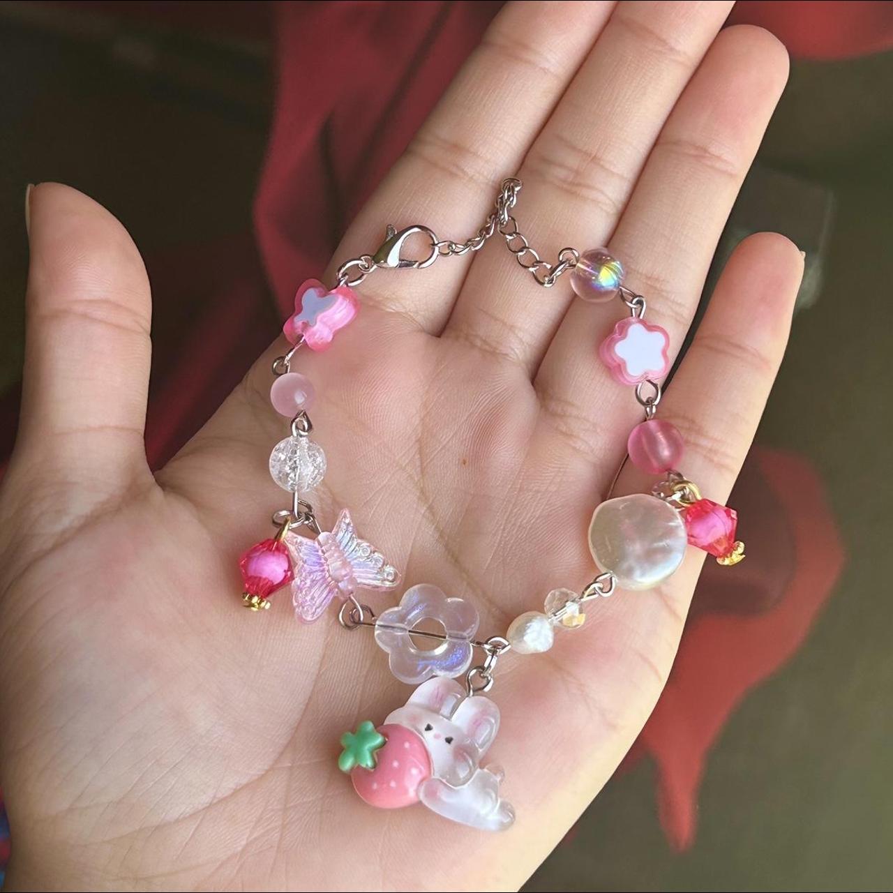 The pink bunny charm bracelet💕🐰🌼. The bunny charm... - Depop