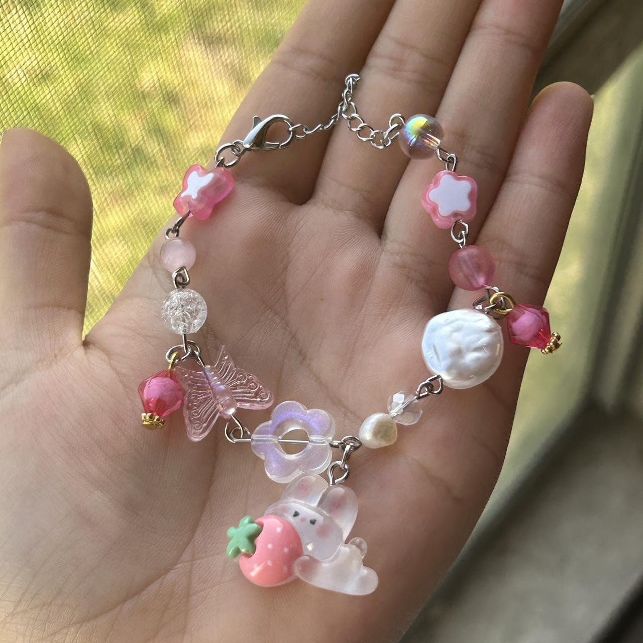 The pink bunny charm bracelet💕🐰🌼. The bunny charm... - Depop