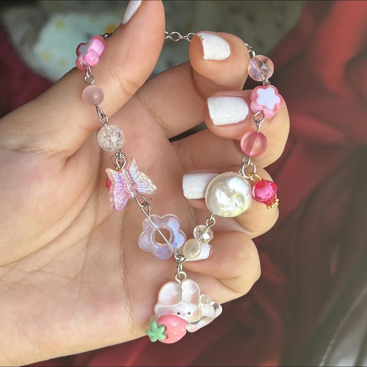 The pink bunny charm bracelet💕🐰🌼. The bunny charm... - Depop