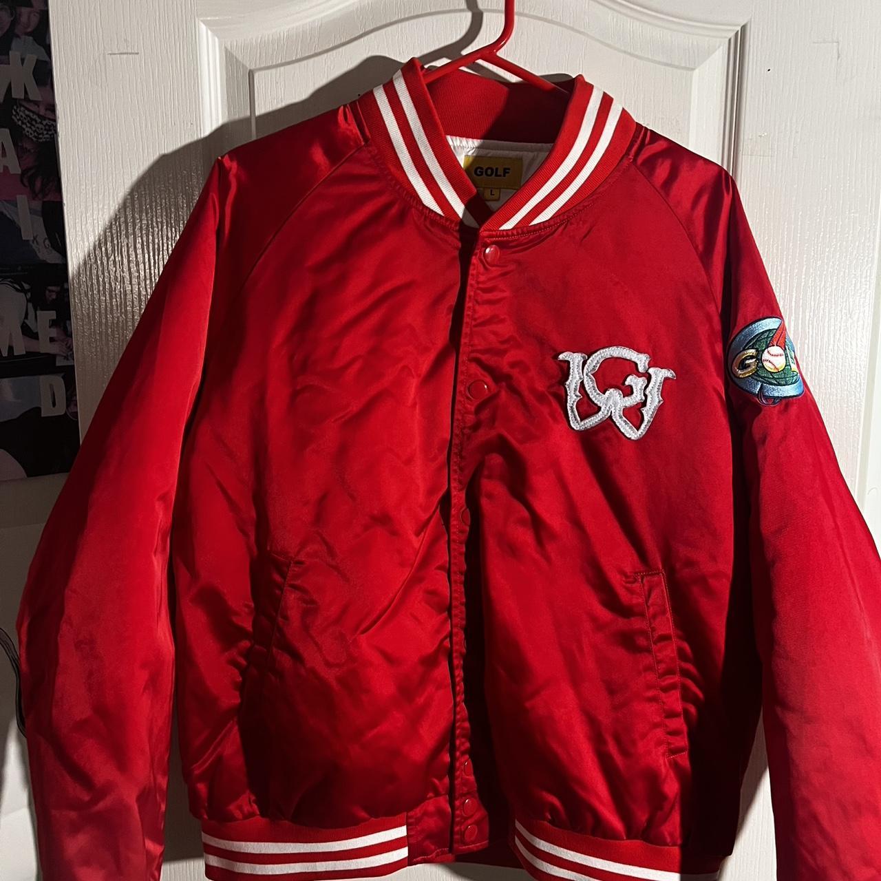 Golf Wang Red Bomber Jacket worn a few times still... - Depop