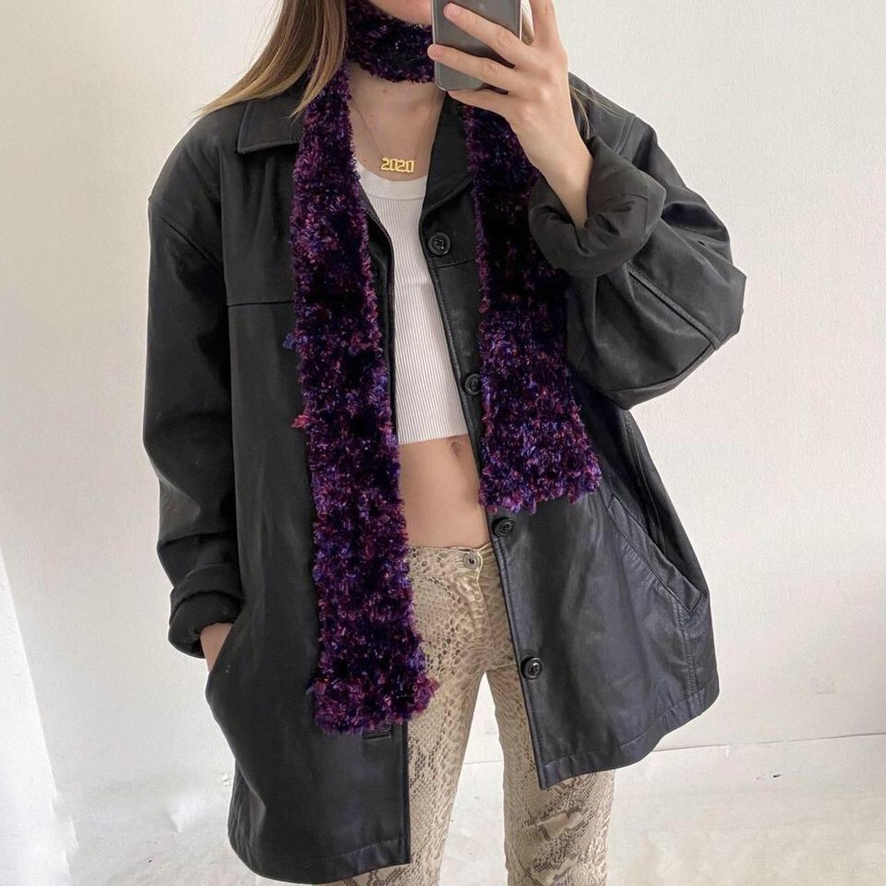 Y2k skinny scarf 💛💖 Cute vintage y2k purple fluffy... - Depop