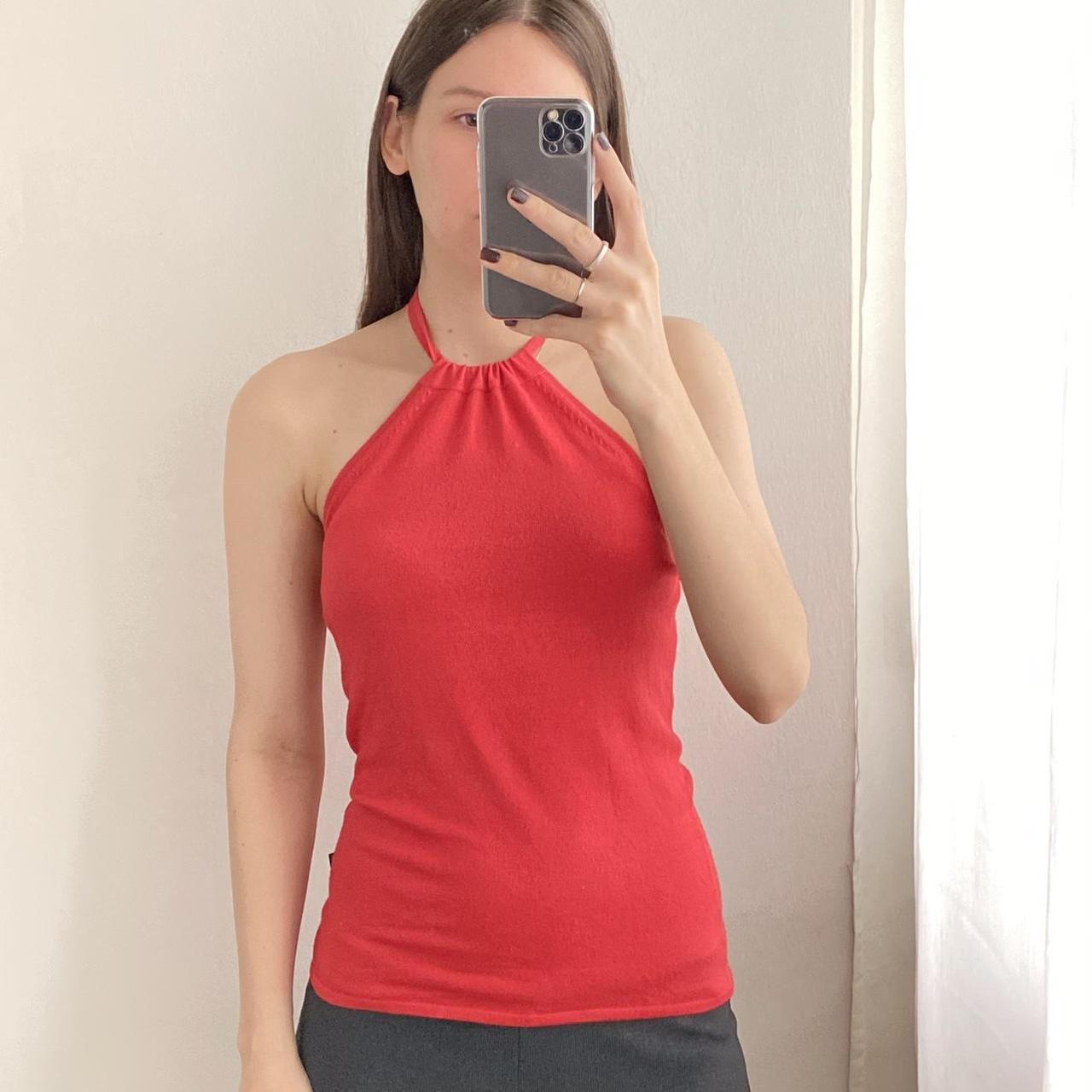 Cute vintage red halter neck top ️🌹🍃 size S. Shown... - Depop
