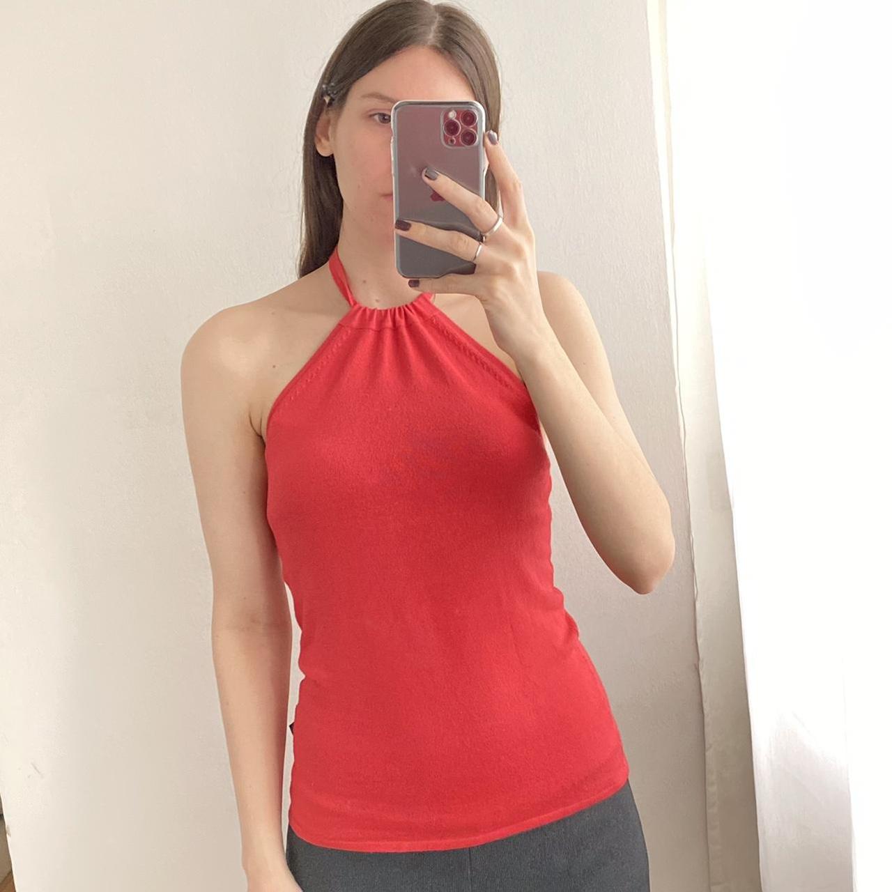 Cute vintage red halter neck top ️🌹🍃 size S. Shown... - Depop