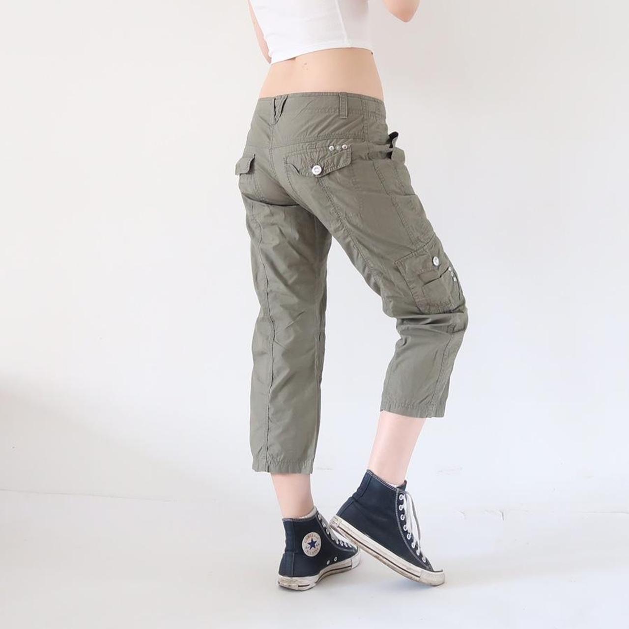 Khaki cargo capri trousers 💗 size UK 6-8. Shown on a... - Depop