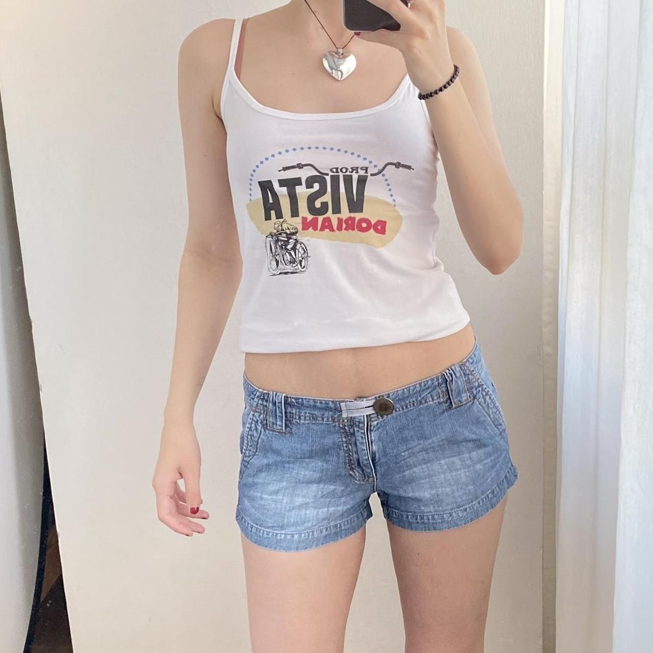 Adorable vintage denim micro shorts 🍒 size UK 6-8.... - Depop