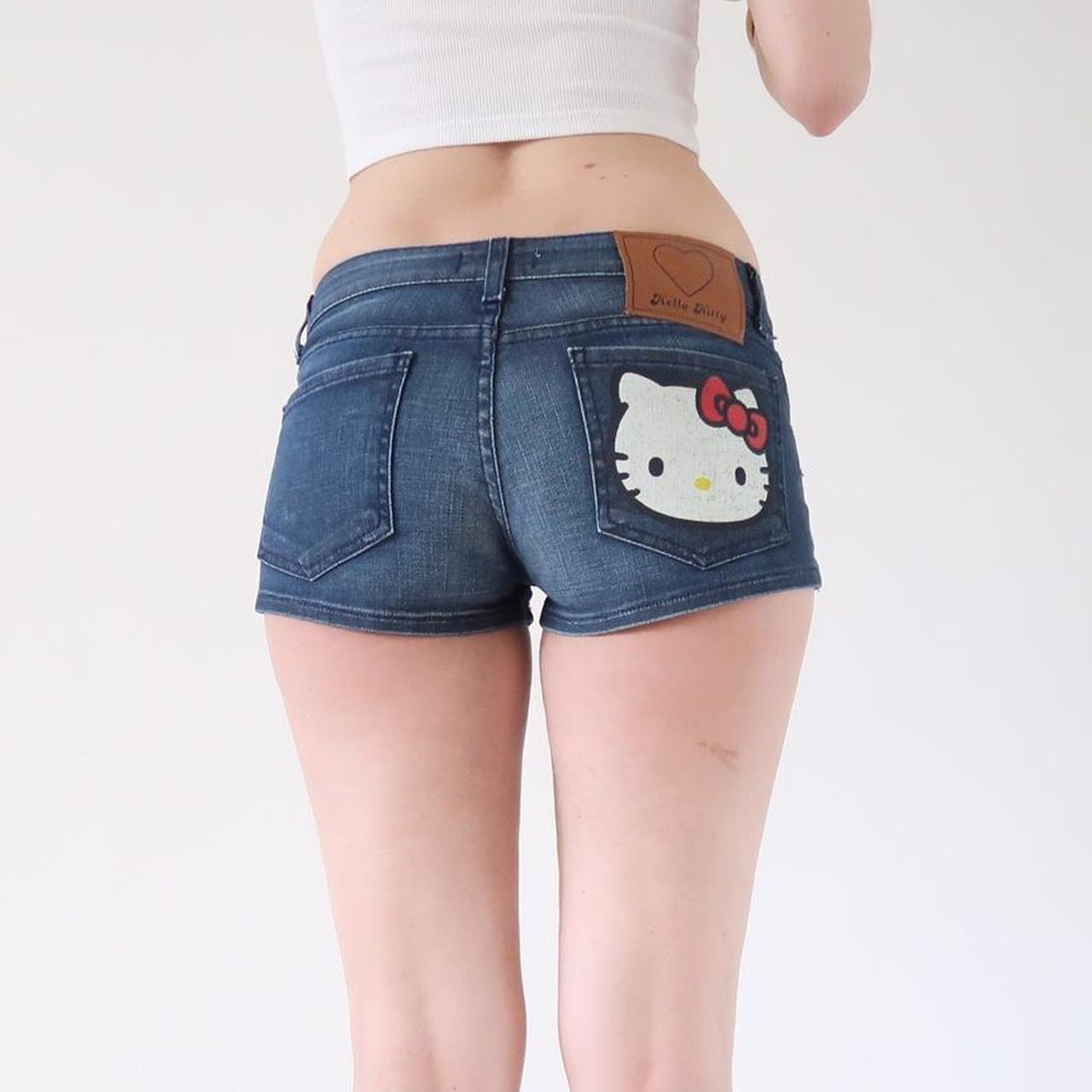 Adorable vintage Hello Kitty denim micro shorts 🐱♥️... - Depop