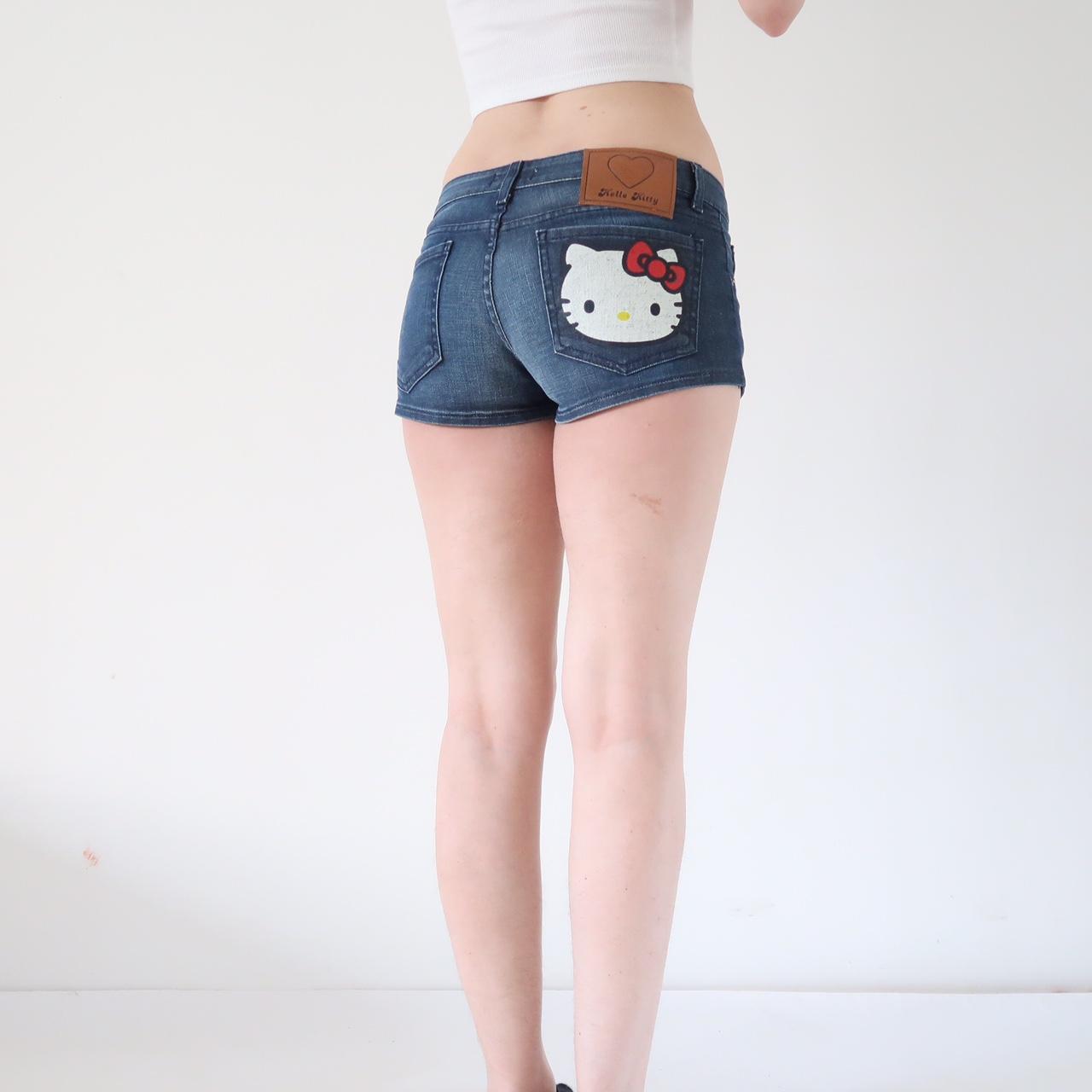 Adorable vintage Hello Kitty denim micro shorts 🐱♥️... - Depop