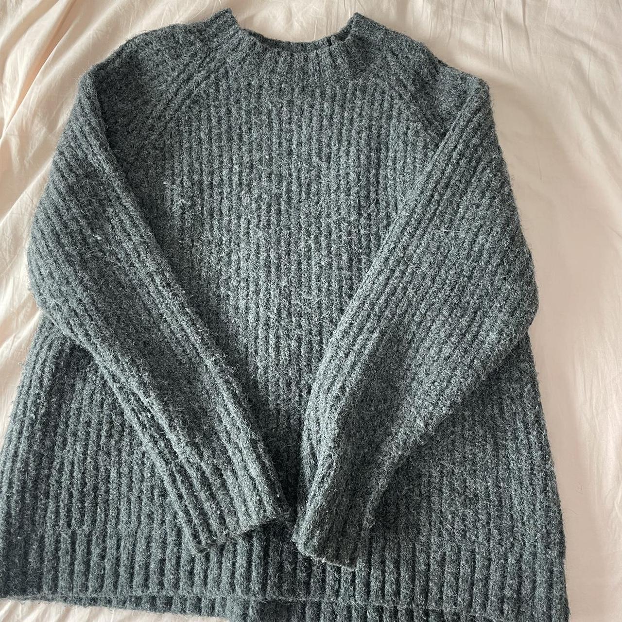 Dark grey/white oversized jumper Uniqlo Slight... | Depop