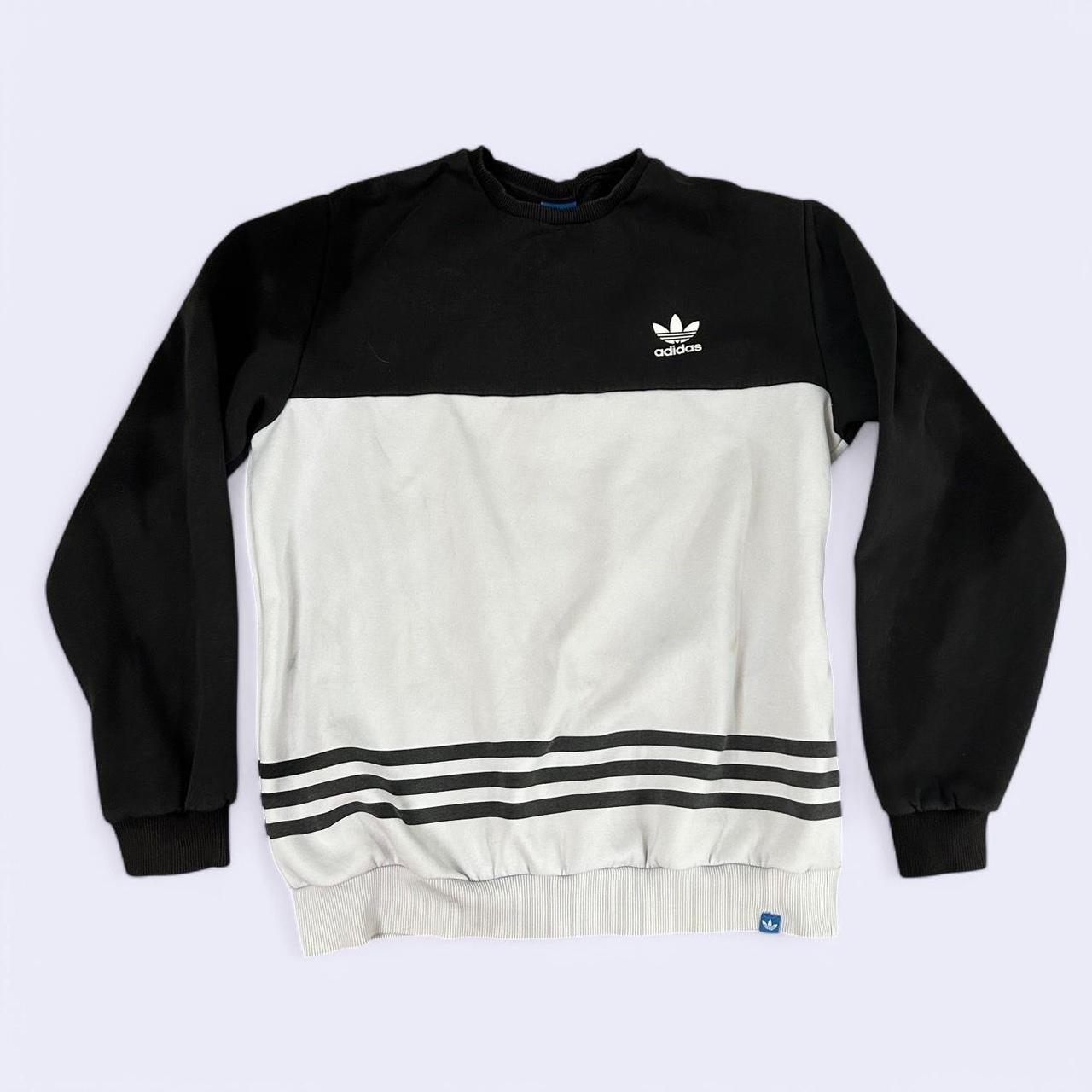 Unisex Adidas black and white sweatshirt 🩶 - Thick... | Depop
