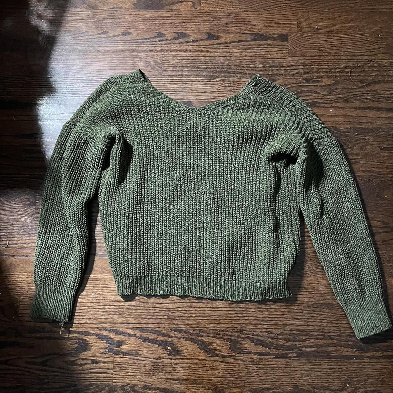 Green v neck sweater Size Xs Hippie Rose... - Depop