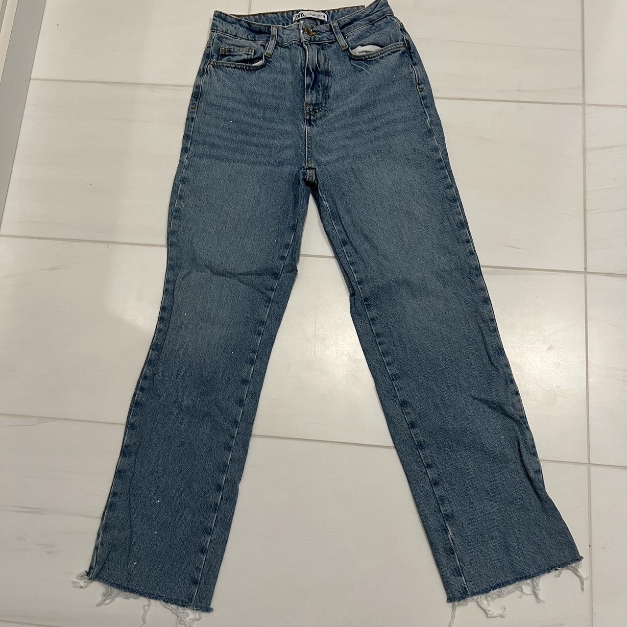 Zara jeans size 36 US 4- has some white paint stains... - Depop
