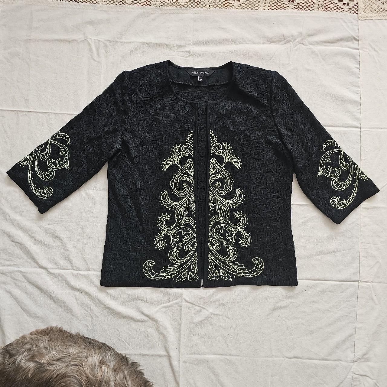 Ming Wang Petite SM blazer with green embroidery... - Depop