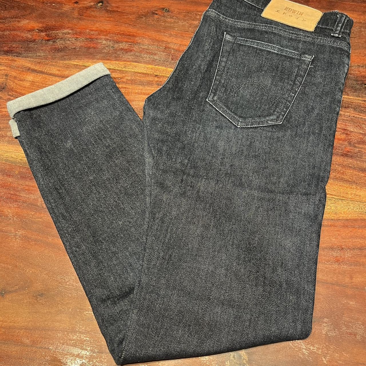 EDWIN ED-80 JEANS SIZE 30W32L dark denim/tan... - Depop