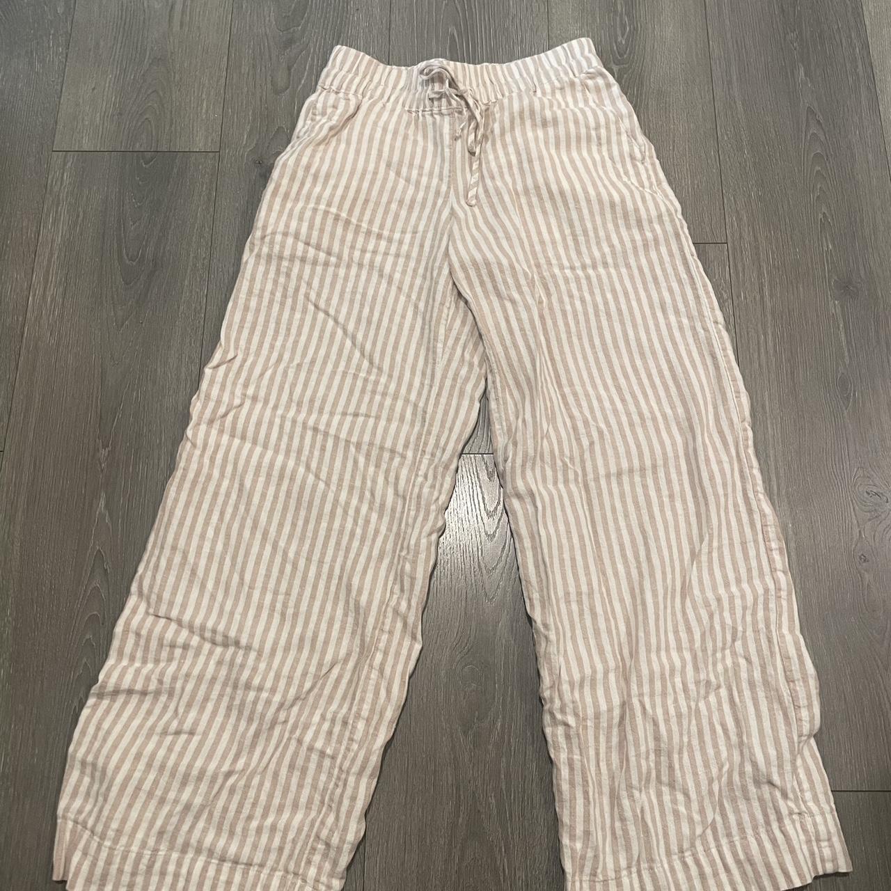 White and beige striped linen pants, Target “A New... - Depop