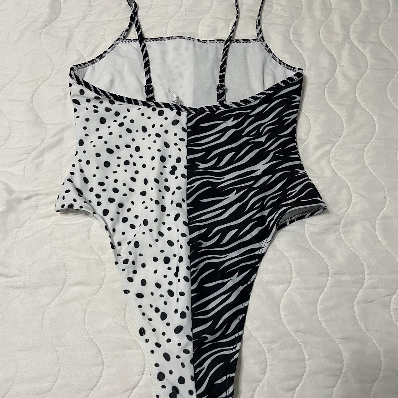 Women's Black and White Swimsuit-one-piece | Depop