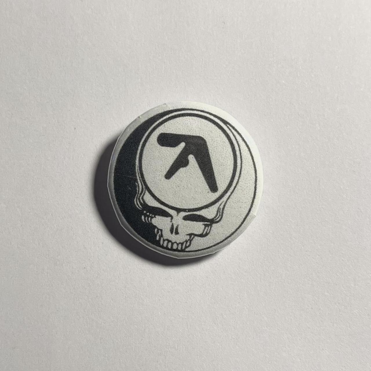 handmade aphex twin skull pin - aphex twin skull... - Depop