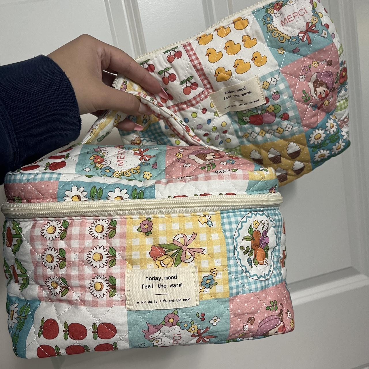 Cute patchwork makeup bags #kawaii #makeup bag - Depop