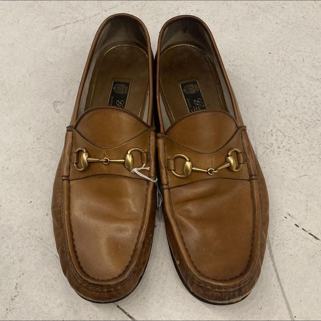 Gucci brown leather/ gold horsebit loafers Recently... - Depop