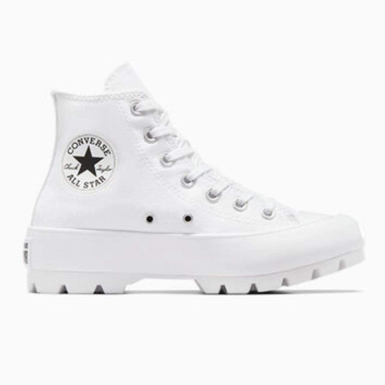 white high top platform converse, women’s 8 - Depop