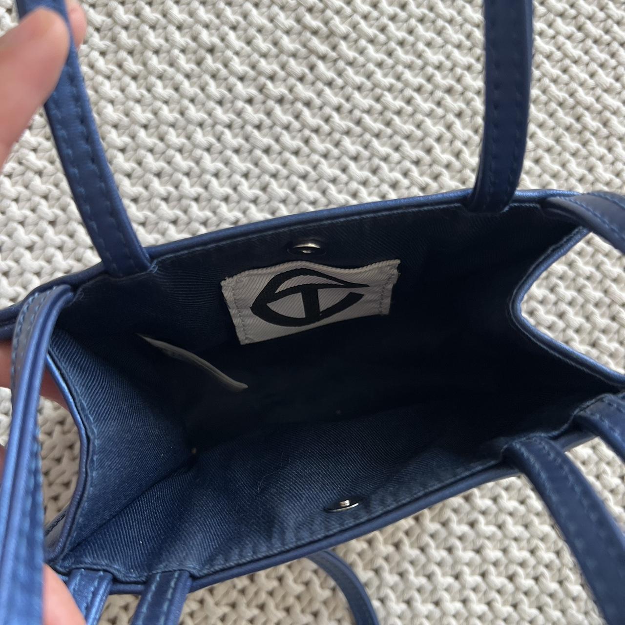Mini blue metallic telfar bag in the shade cerulean.... - Depop