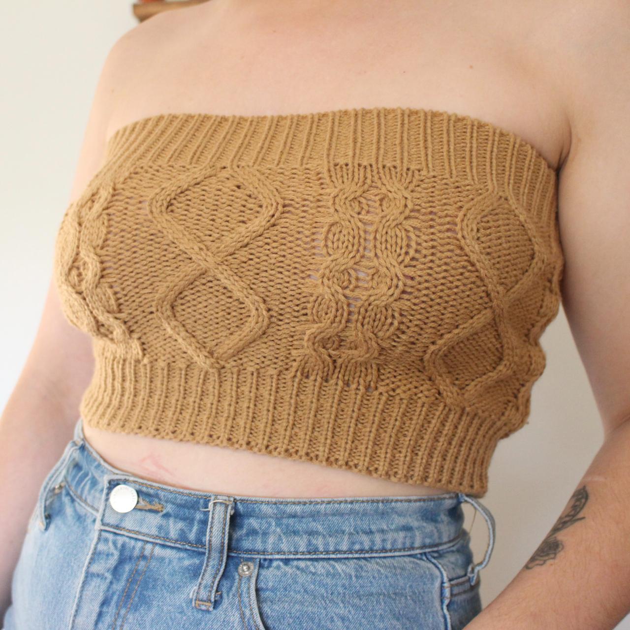 PacSun Women's Tan Crop-top | Depop