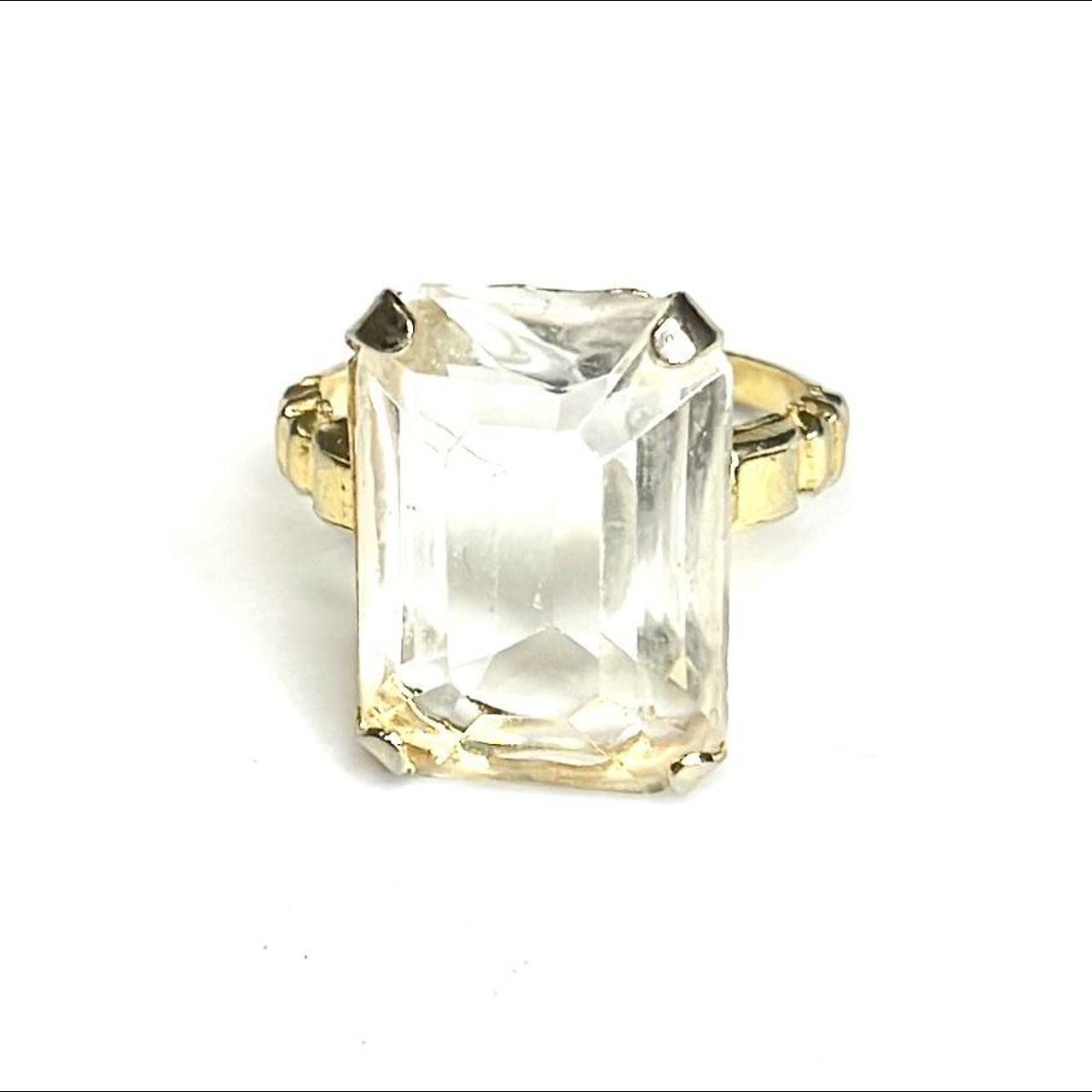 Gold tone clear transparent see through quartz white... - Depop