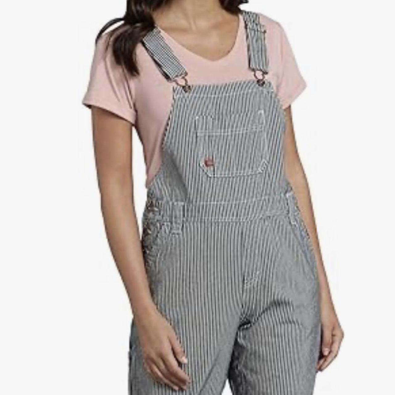 Dickies stripped Overalls Size:Small #overalls... - Depop