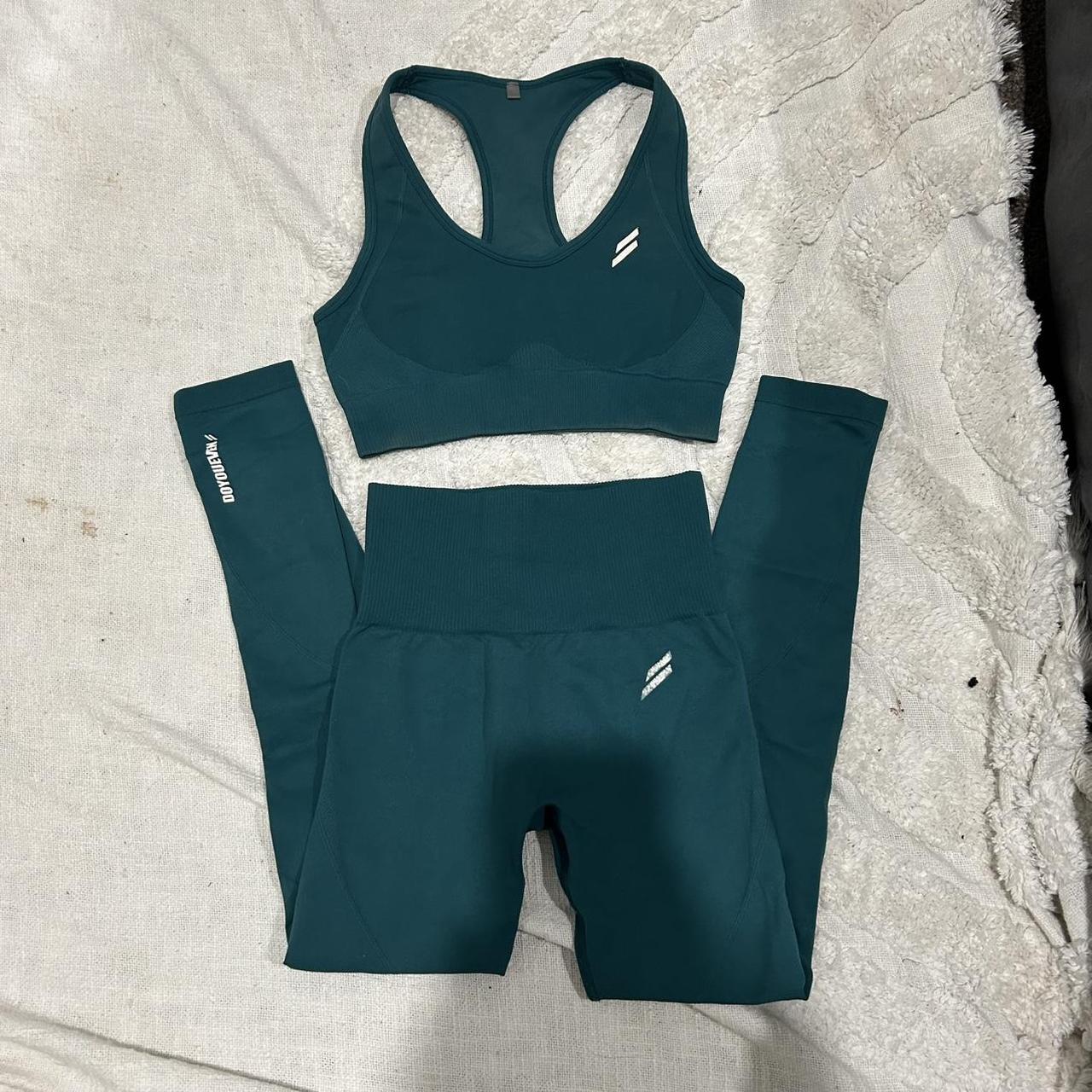 DoYouEven Forest green seamless gym set. Bra is a... - Depop
