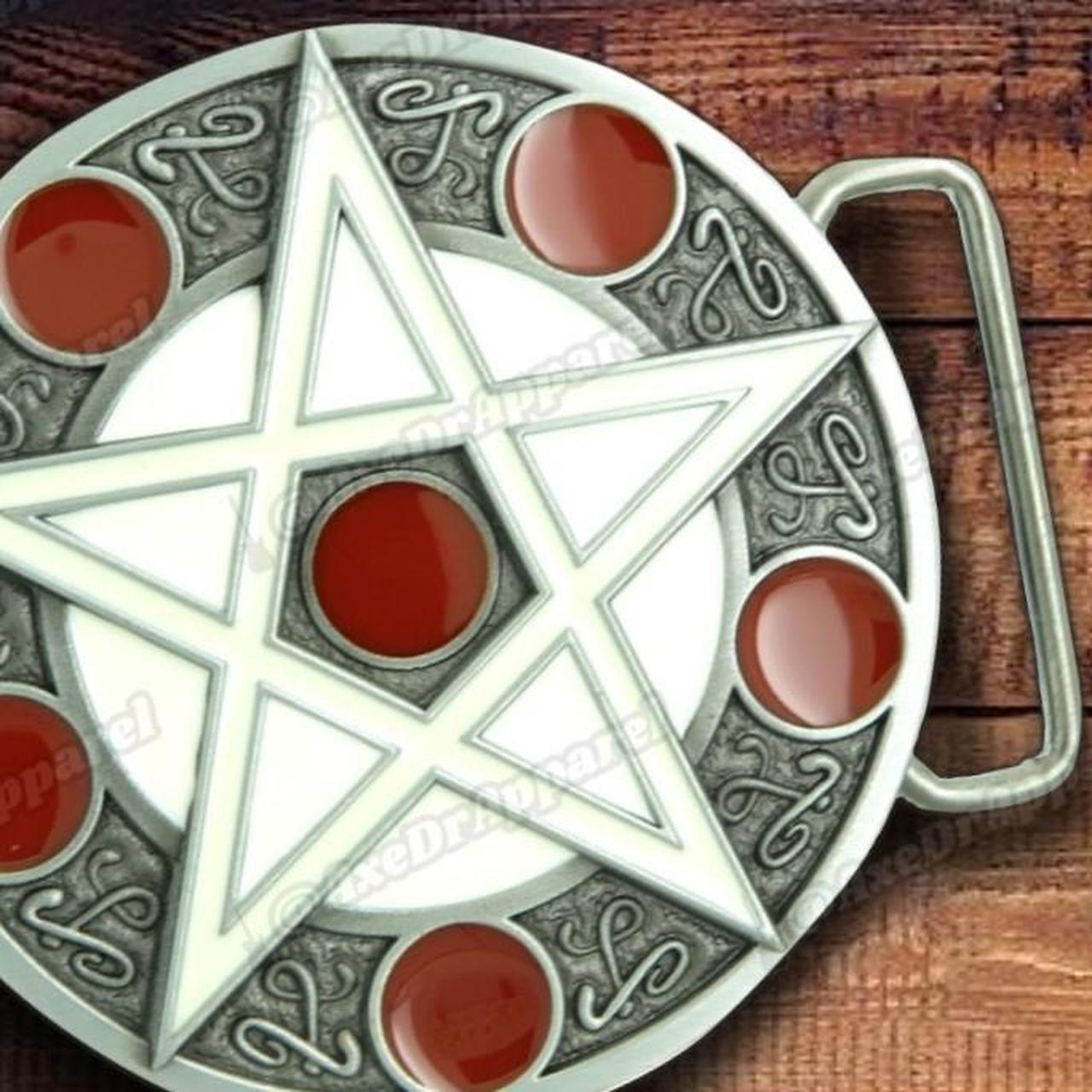 ☠ Pentogram 666 Belt Buckle / Punk Rocker Belt... - Depop