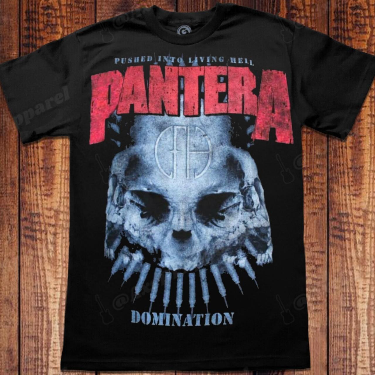🎵 Pantera Domination Distressed Print T-Shirt -... - Depop