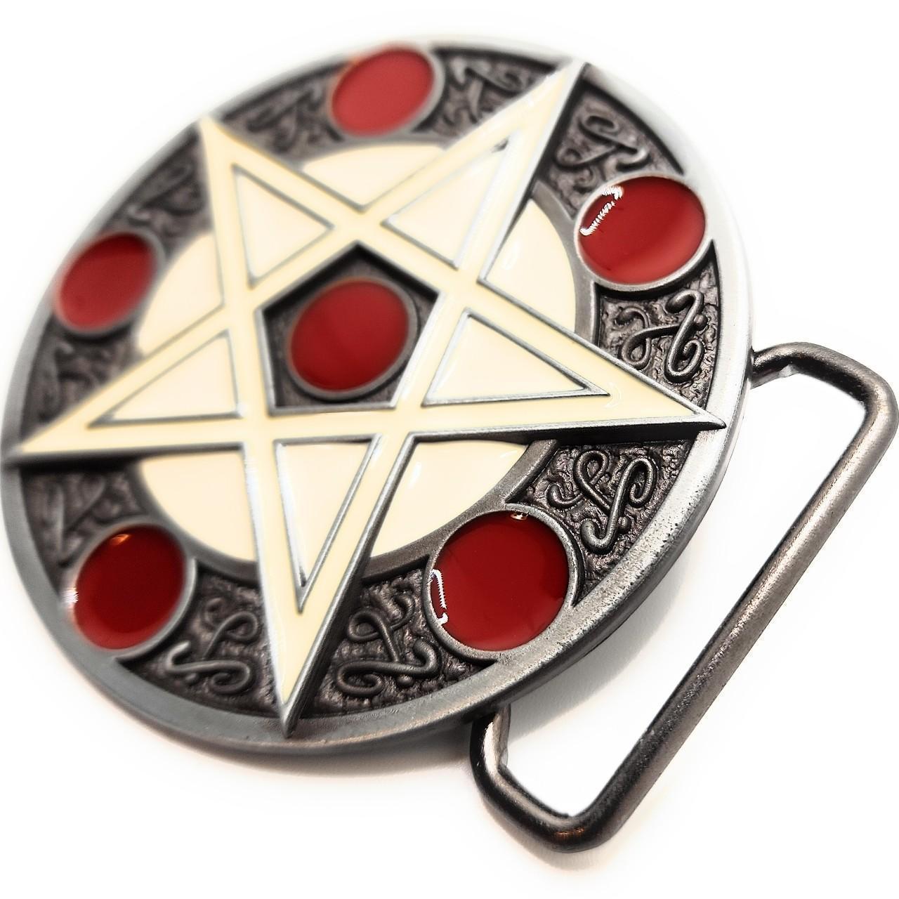 ☠ Pentogram 666 Belt Buckle / Punk Rocker Belt... - Depop