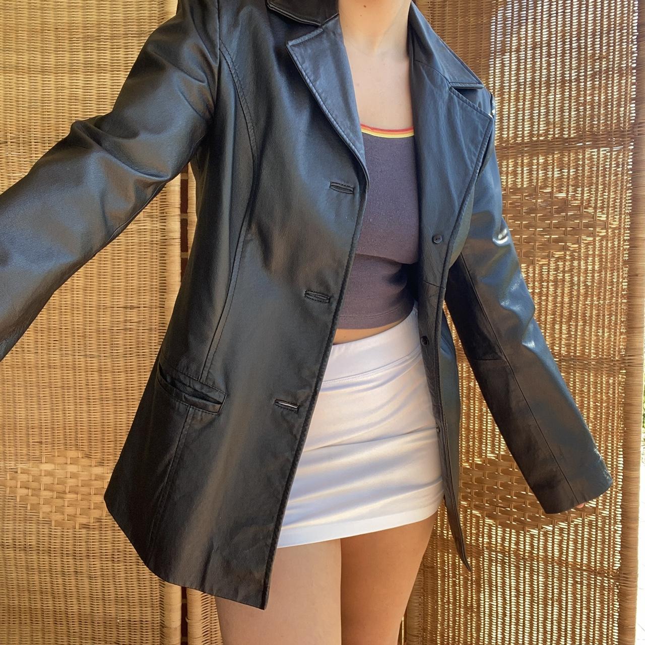 Vintage 90s Blue Ridge leather jacket🥵 Jet black.... - Depop