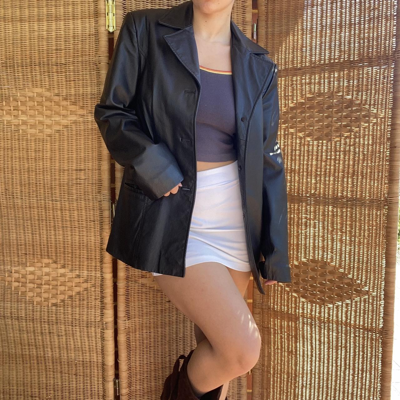 Vintage 90s Blue Ridge leather jacket🥵 Jet black.... - Depop