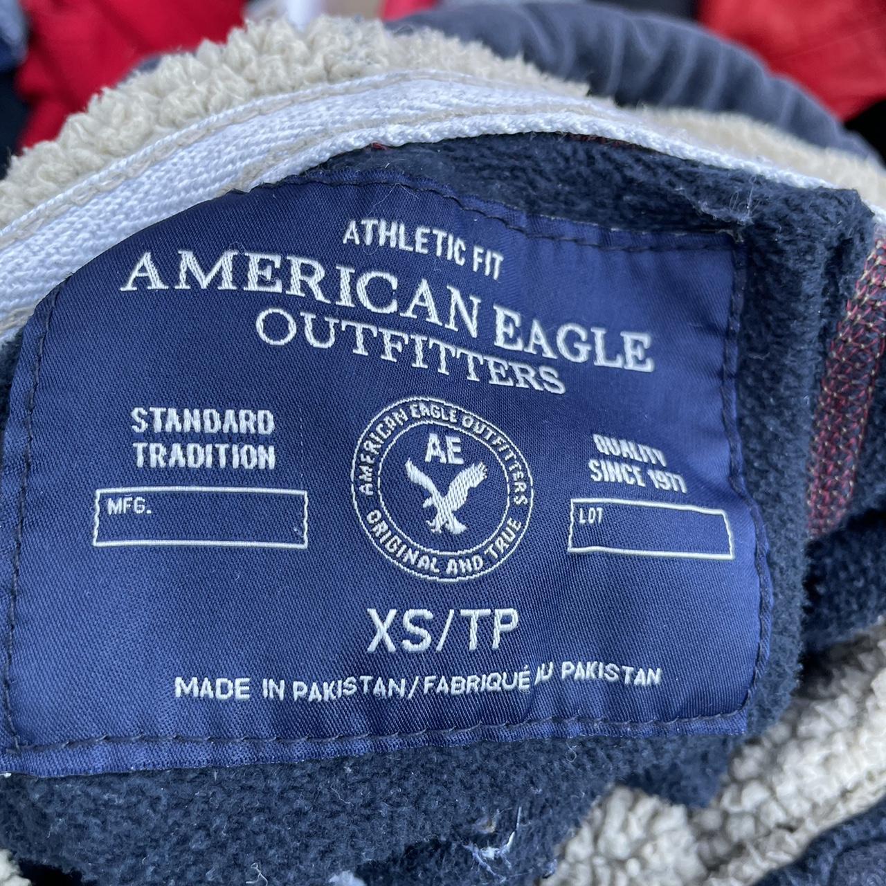 American Eagle Outfitters Women's Cream and Navy Hoodie | Depop