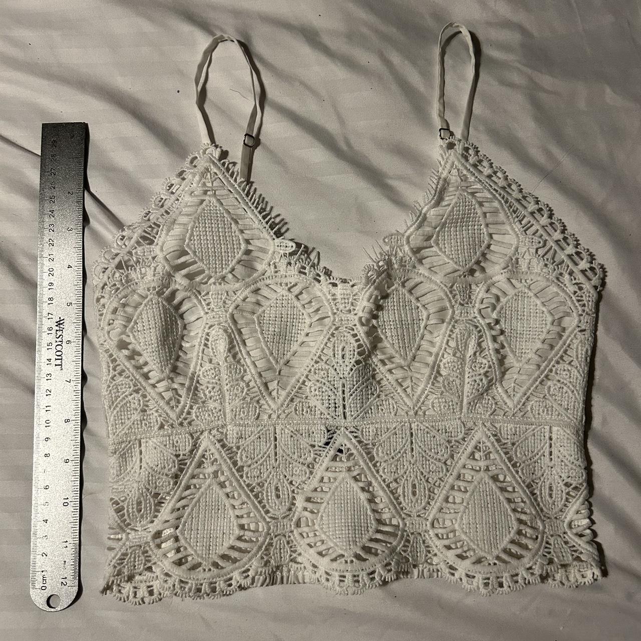Crochet White Crop Top Size Small Great Condition Depop