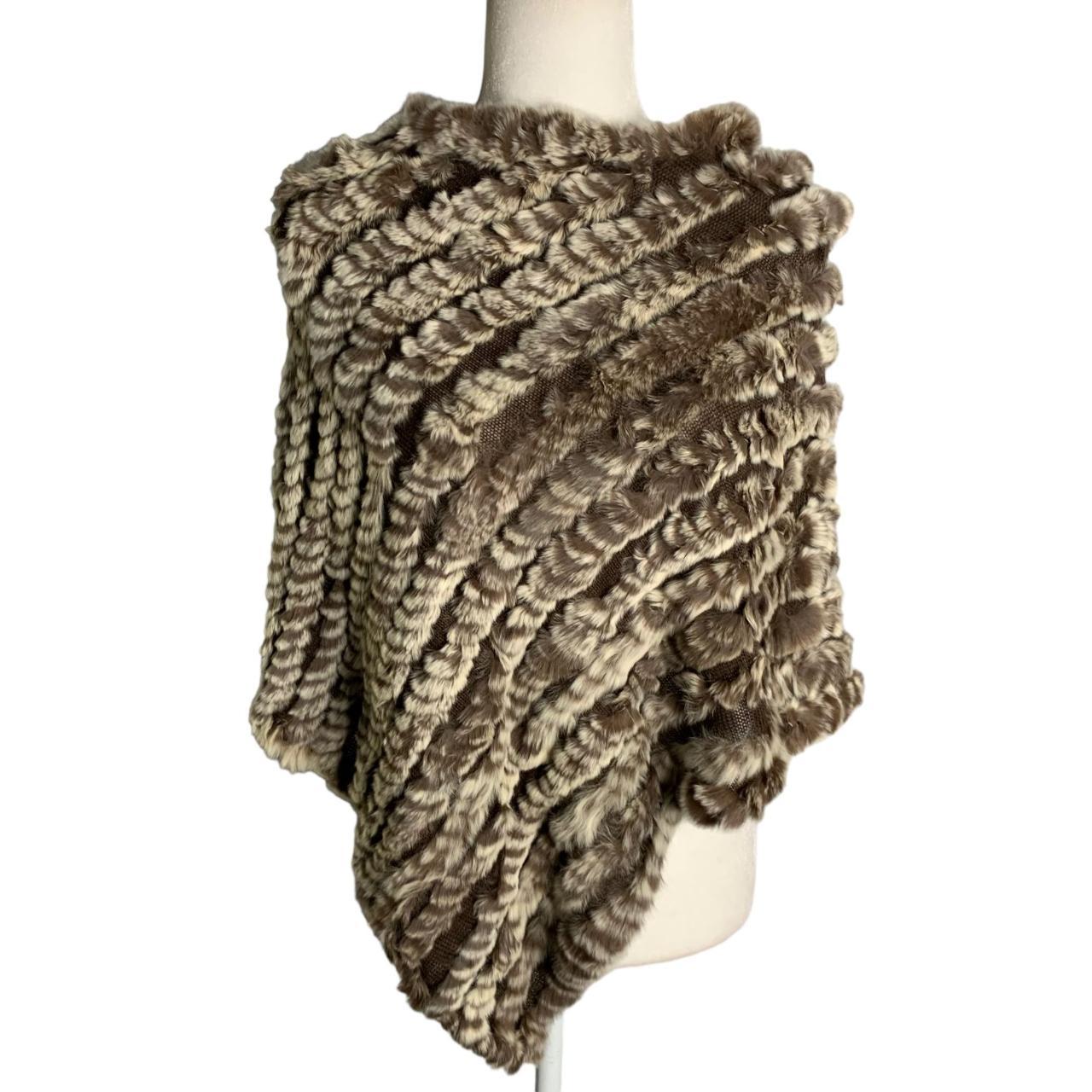 Real Rabbit Fur Poncho Capelet One Size Brown... - Depop