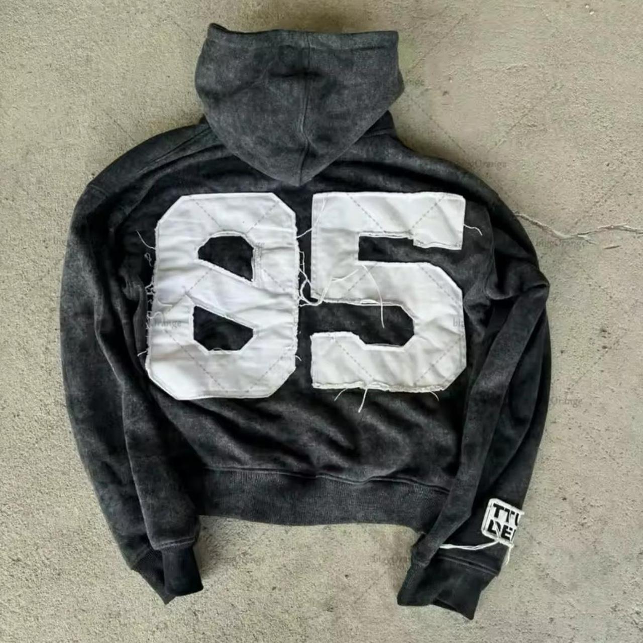 Black and white TTUPO hoodie, embroidered 85 stitch... | Depop