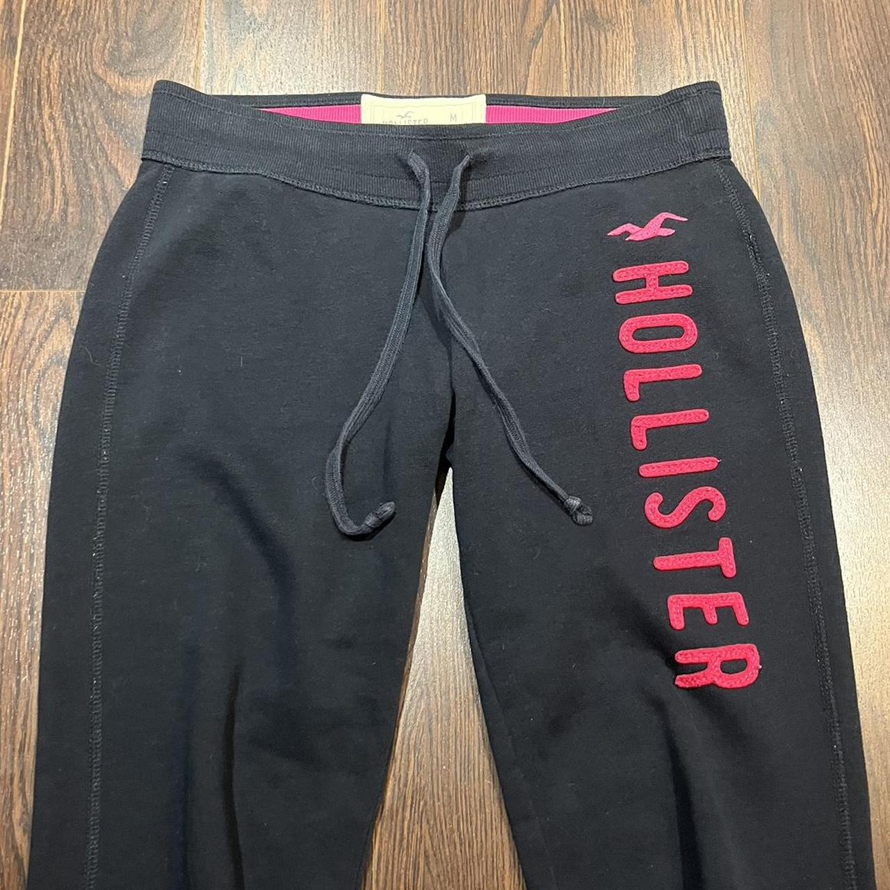 2000s Hollister low rise navy sweatpants with hot... - Depop
