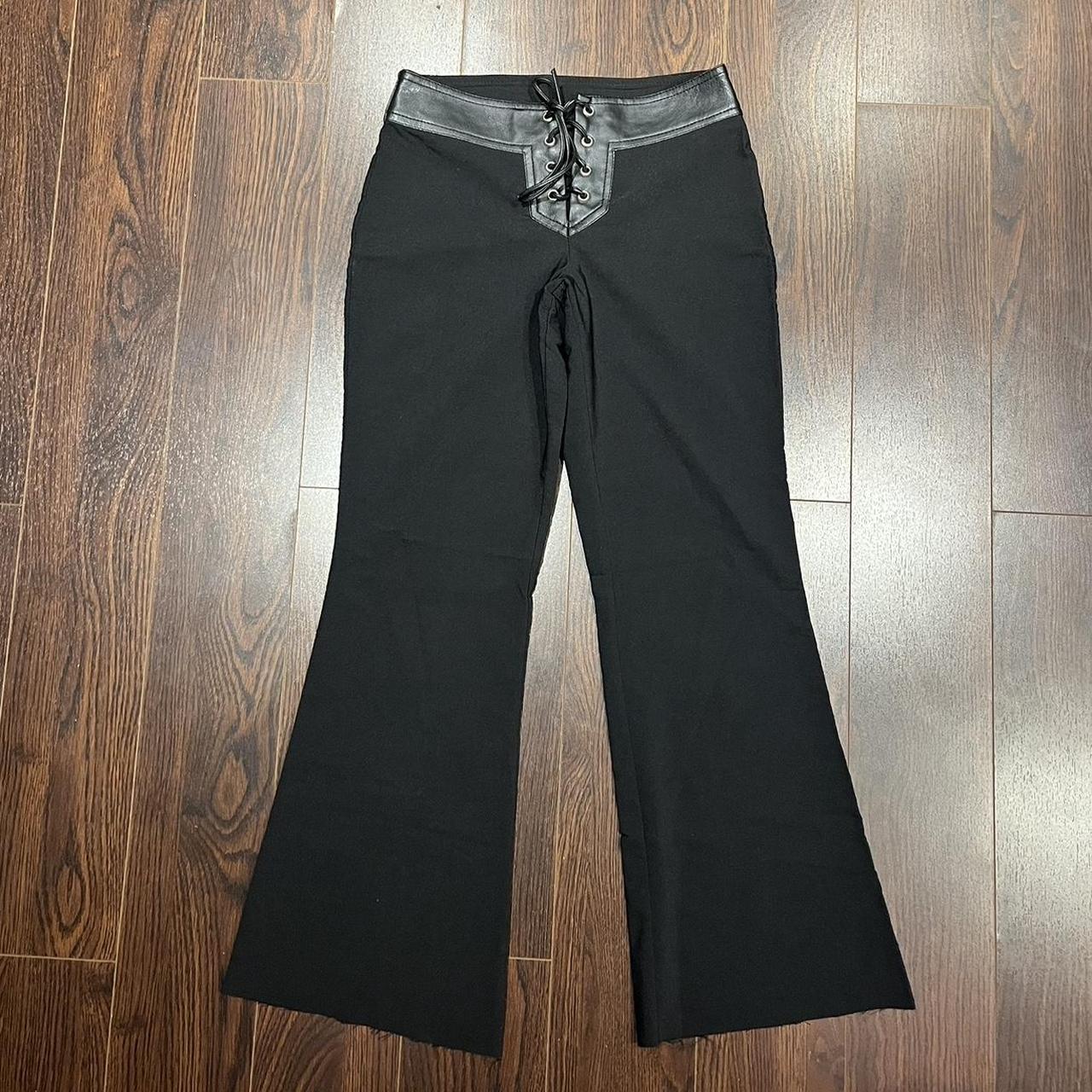 vintage 90s Garage low rise flare black pants with... - Depop