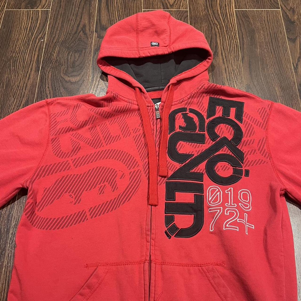 2000s Ecko Unltd men’s zip-up hoodie with black and... - Depop
