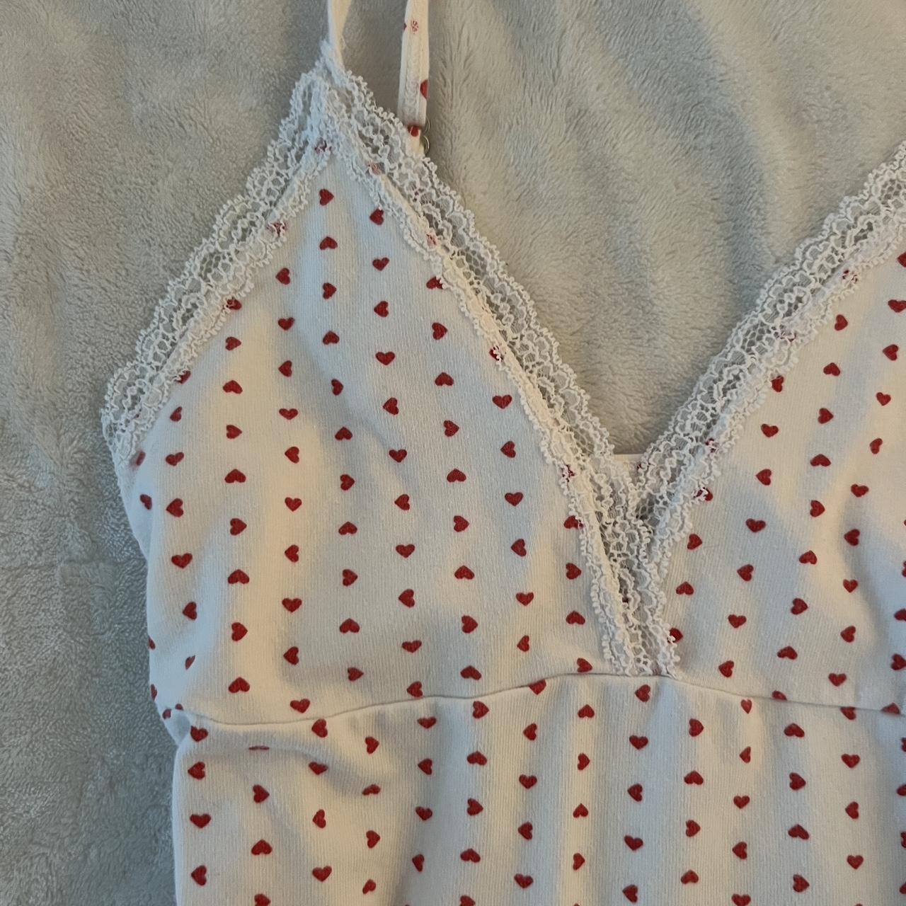 Brandy Melville heart tank top -Fits sizes... - Depop